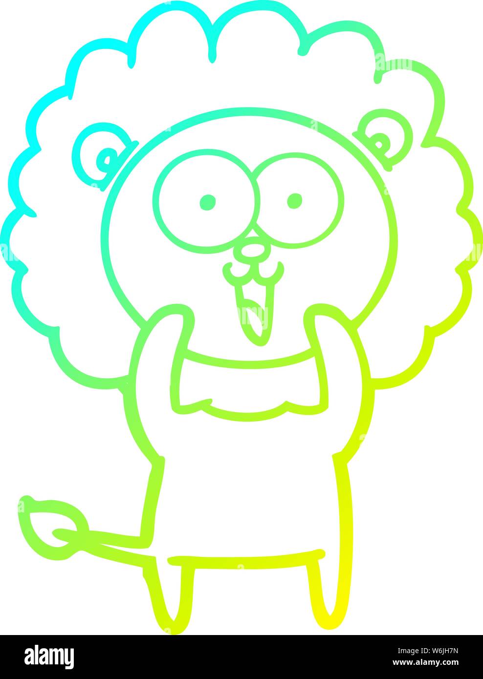 cold gradient line drawing of a happy cartoon lion Stock Vector Image ...