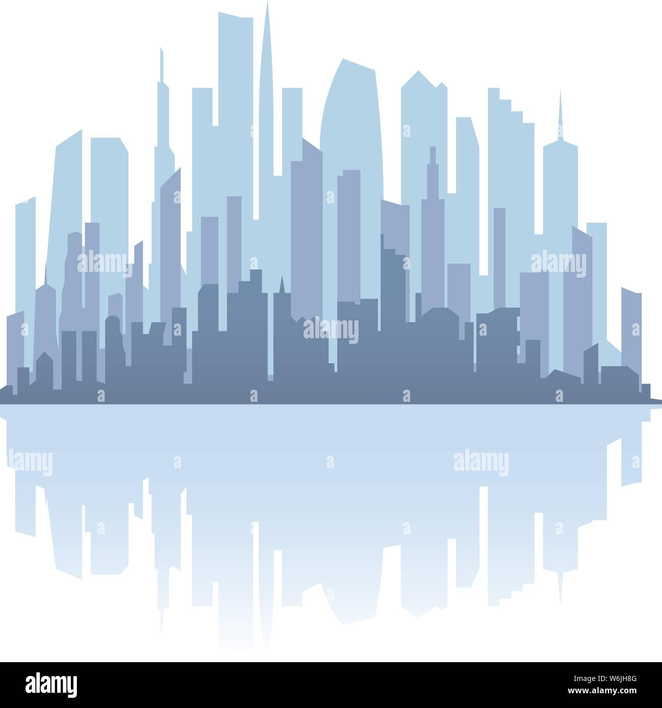 Vector illustration. City scene with skyscrapers, downtown and ...
