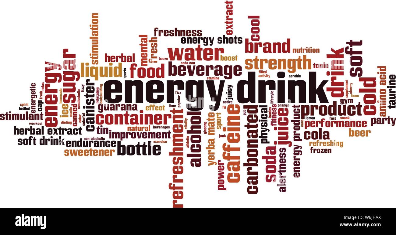 Energy drink word cloud concept. Collage made of words about energy ...