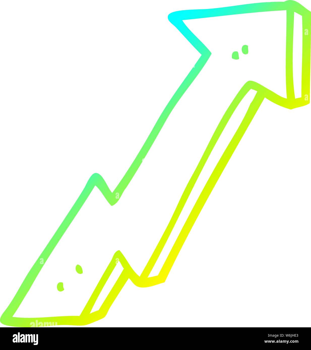 cold gradient line drawing of a cartoon positive growth arrow Stock ...
