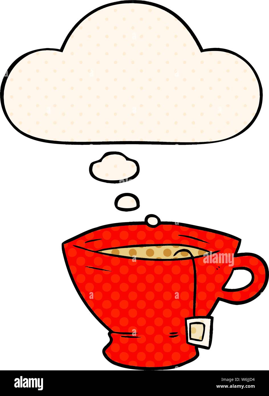 cartoon cup of tea with thought bubble in comic book style Stock Vector ...