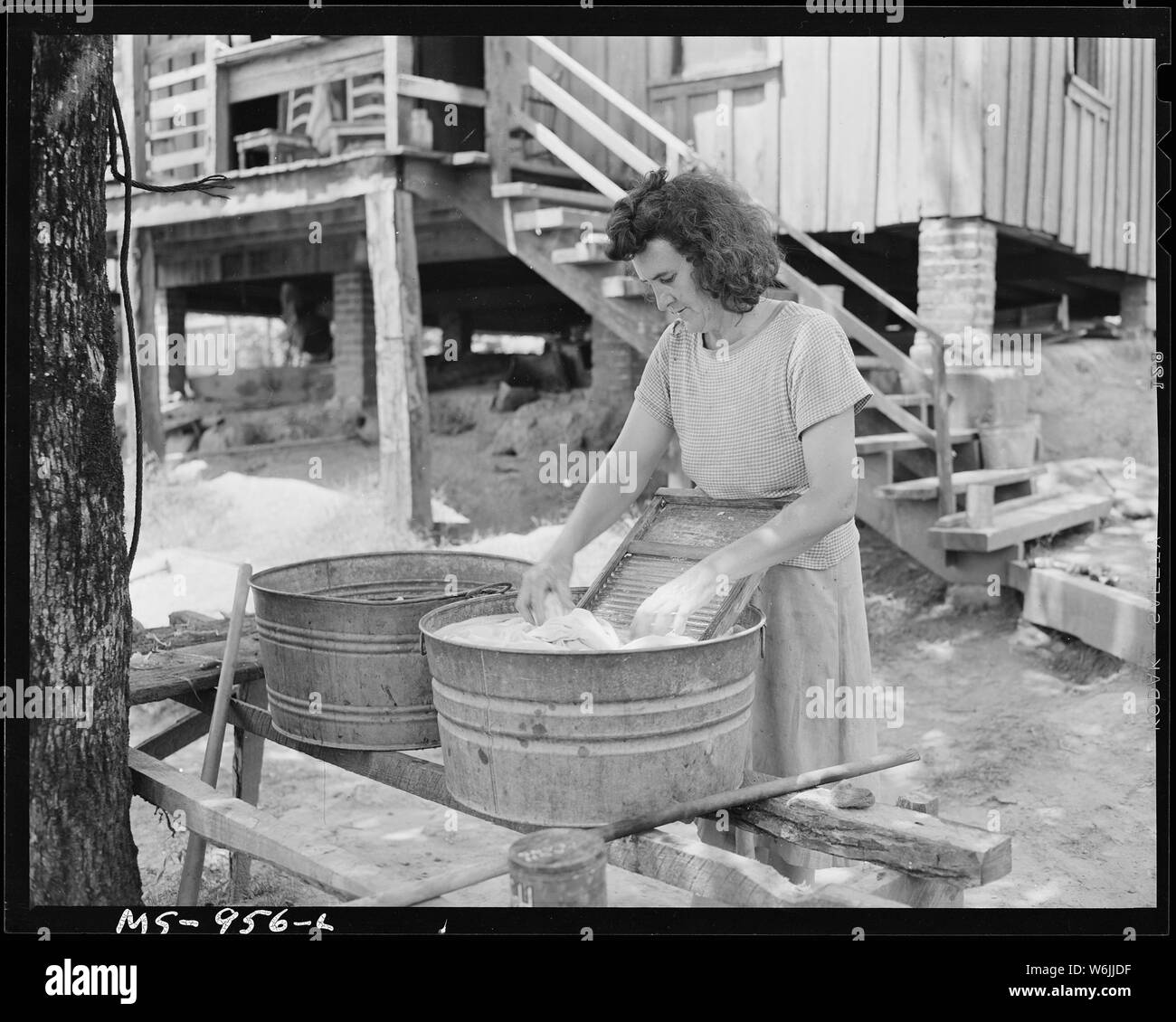Mrs. Carlos Wilson, wife of miner, washing clothes. Consolidated Coal ...