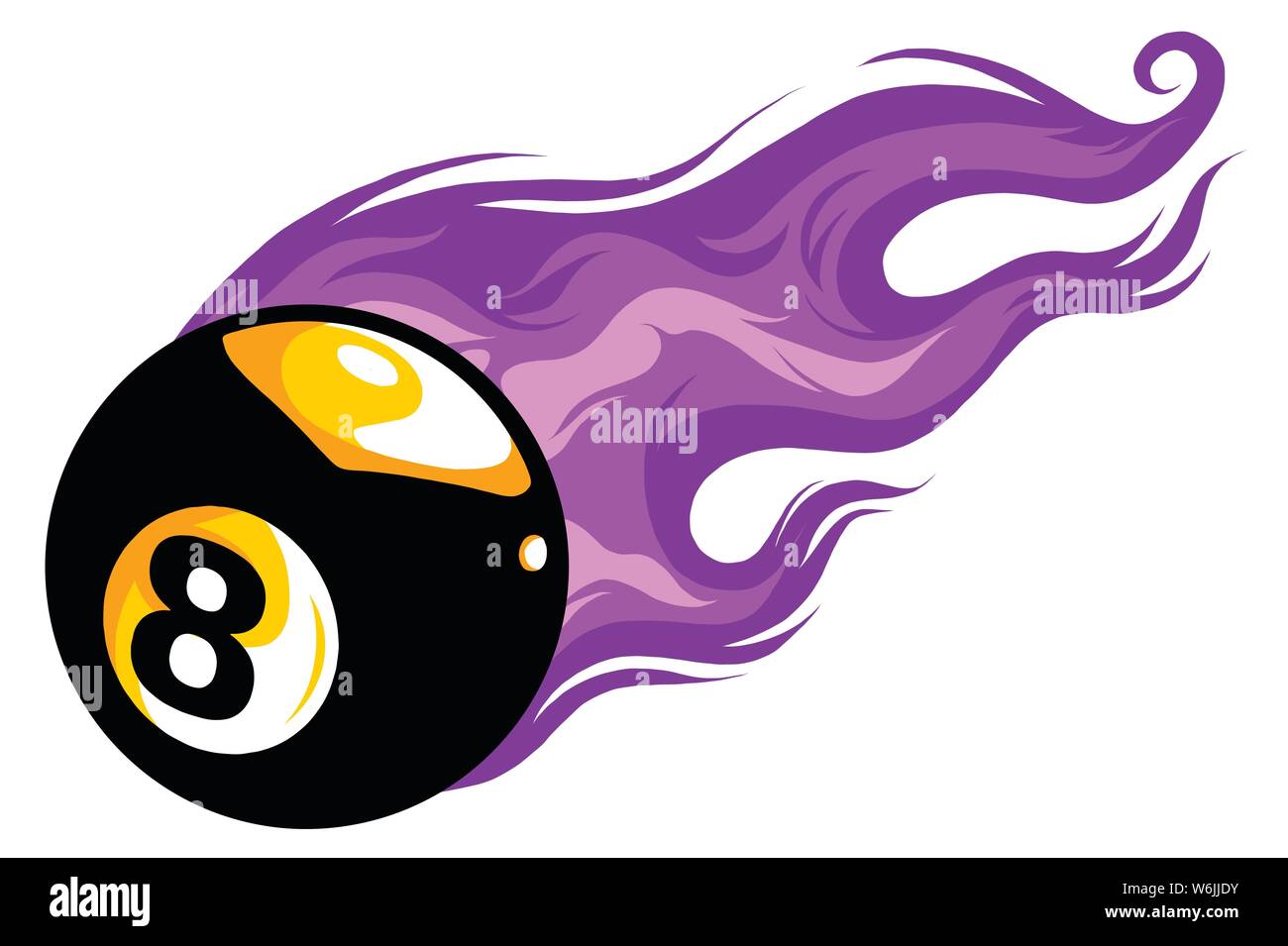 Flaming Billiards Eight Ball Vector Cartoon burning with Fire Flames ...