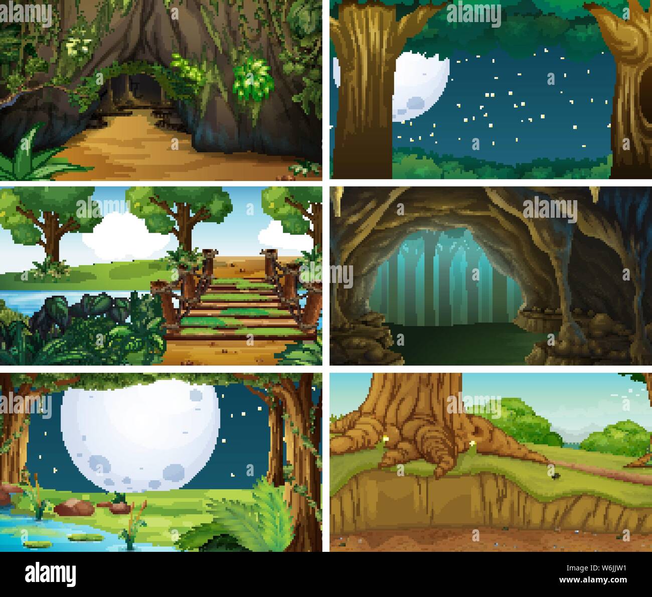 Empty, blank landscape nature scenes illustration Stock Vector Image ...