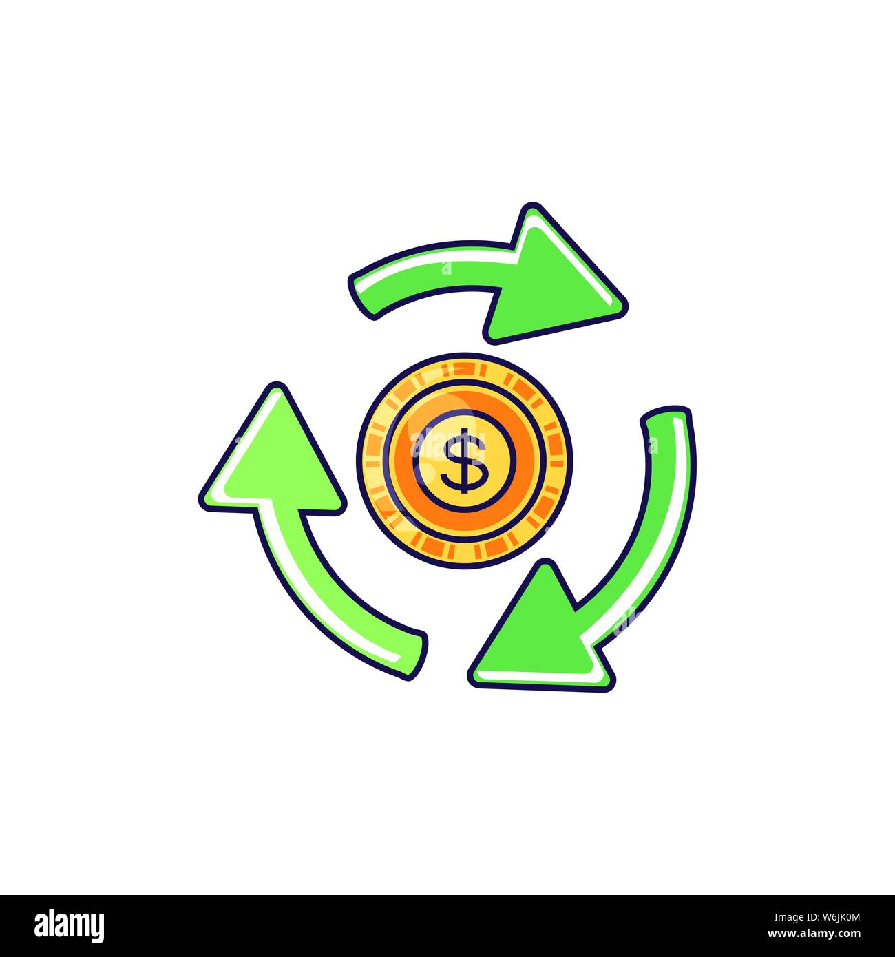 recycling arrows with money coin vector illustration design Stock ...