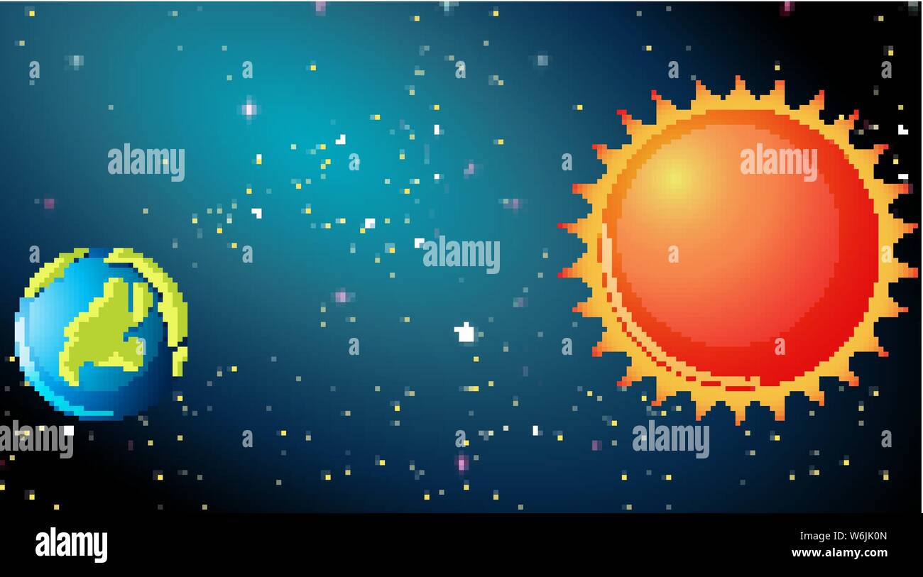 Earth and sun scene illustration Stock Vector Image & Art - Alamy