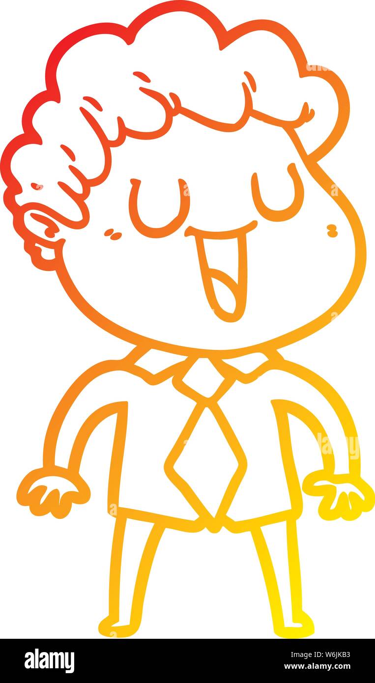 warm gradient line drawing of a laughing cartoon man Stock Vector Image ...