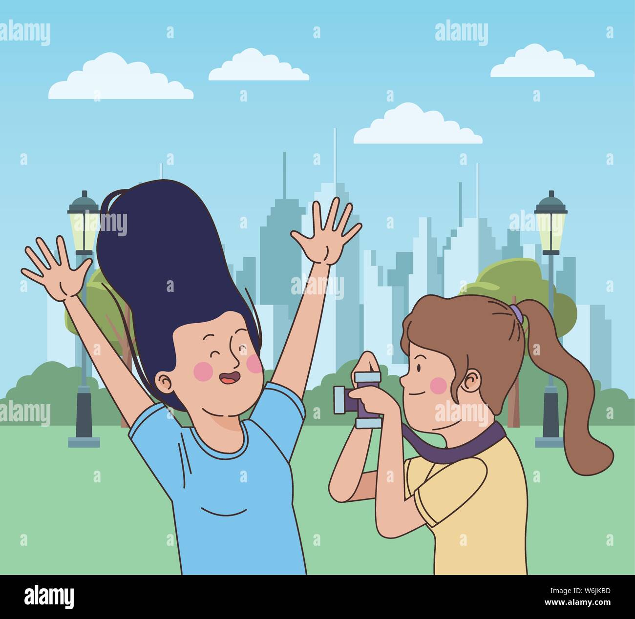 Teenagers friends smiling and having fun cartoon Stock Vector Image ...