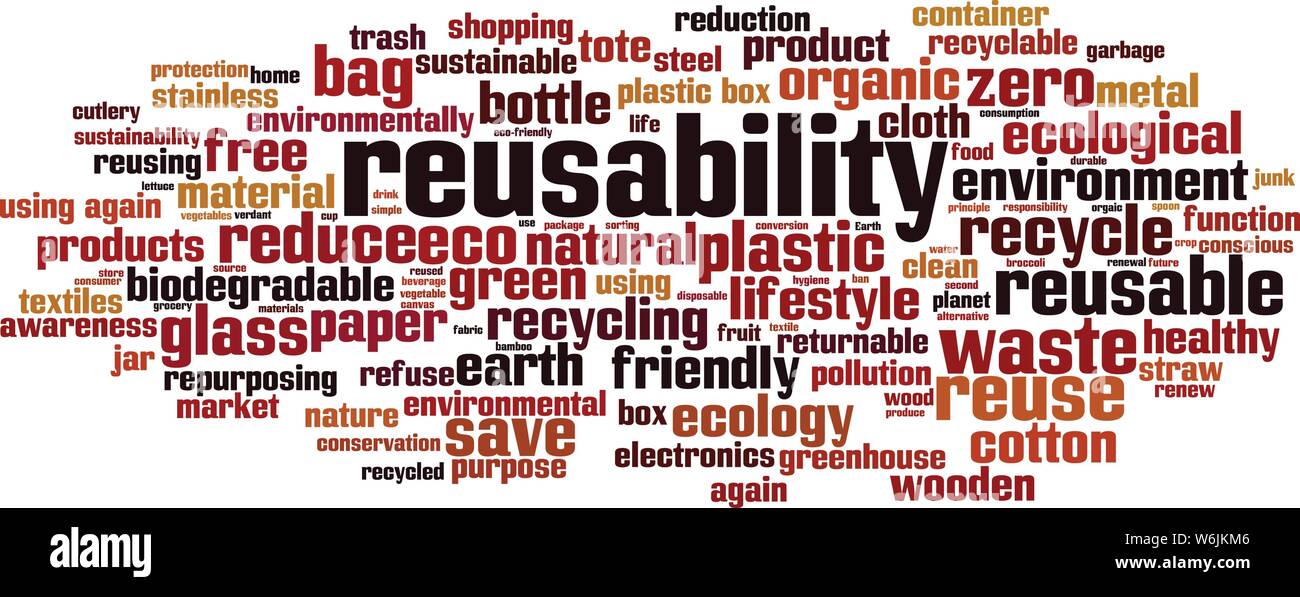 Reusability word cloud concept. Collage made of words about reusability ...