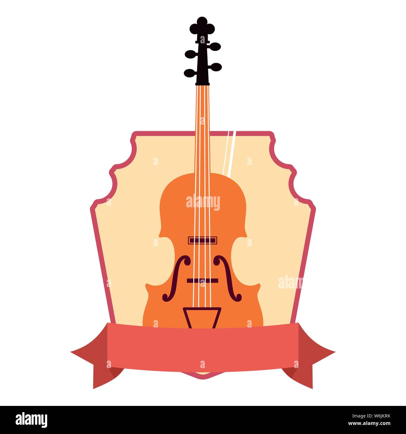 violin musical badge ribbon vector illustration emblem Stock Vector ...