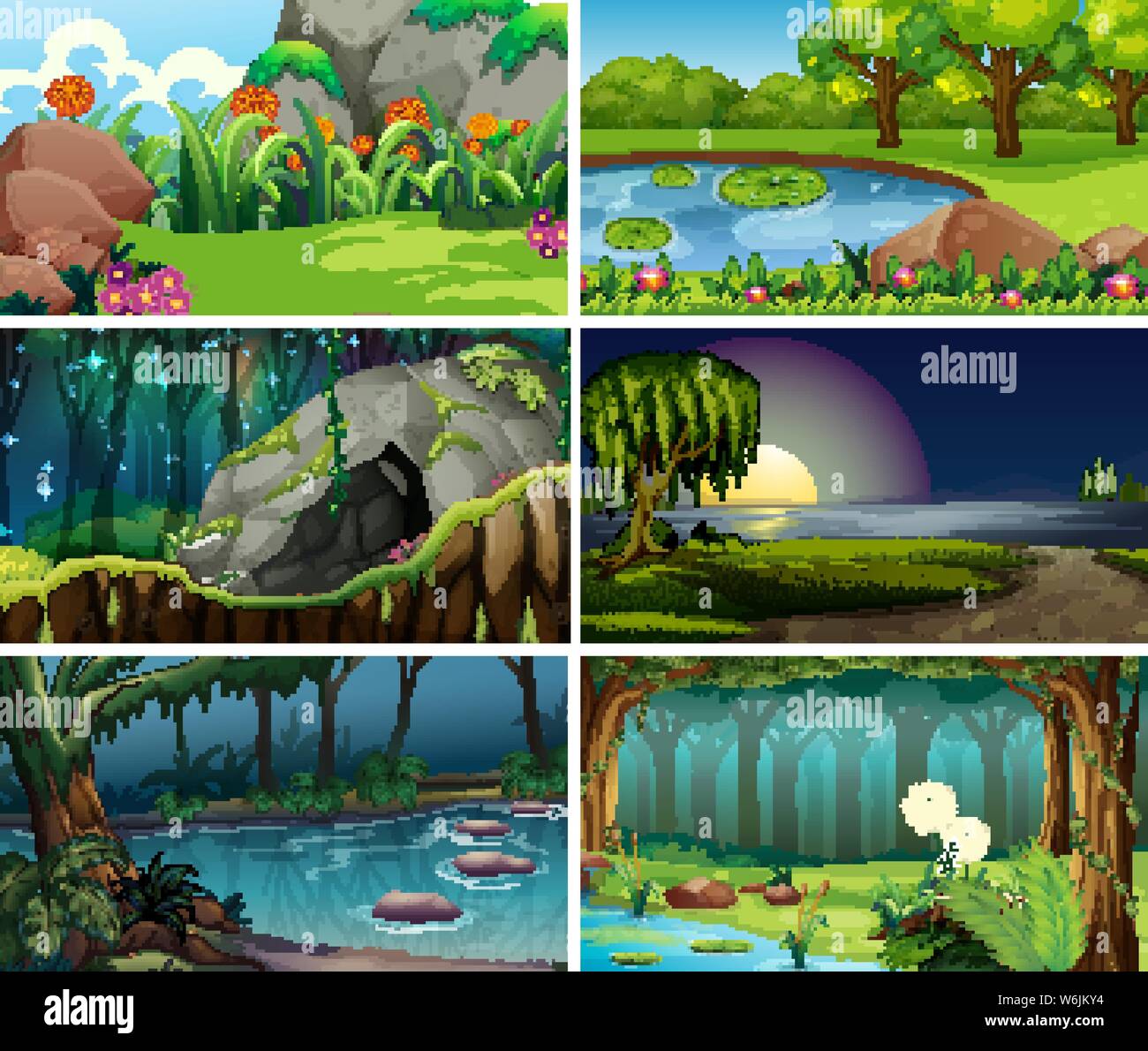 Empty, blank landscape nature scenes illustration Stock Vector Image ...