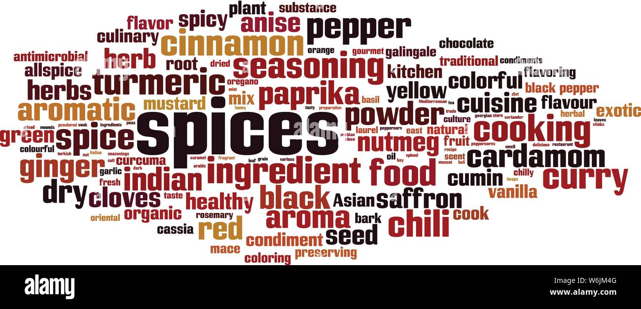 Spices word cloud concept. Collage made of words about spices. Vector ...