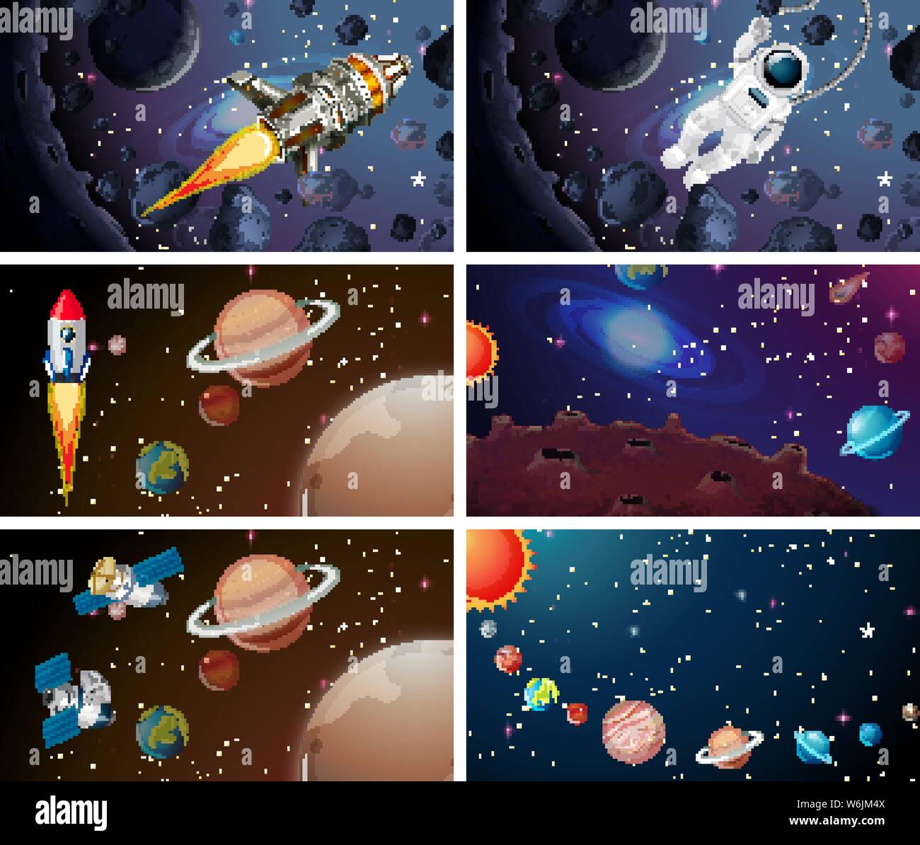 Big space scene set illustration Stock Vector Image & Art - Alamy