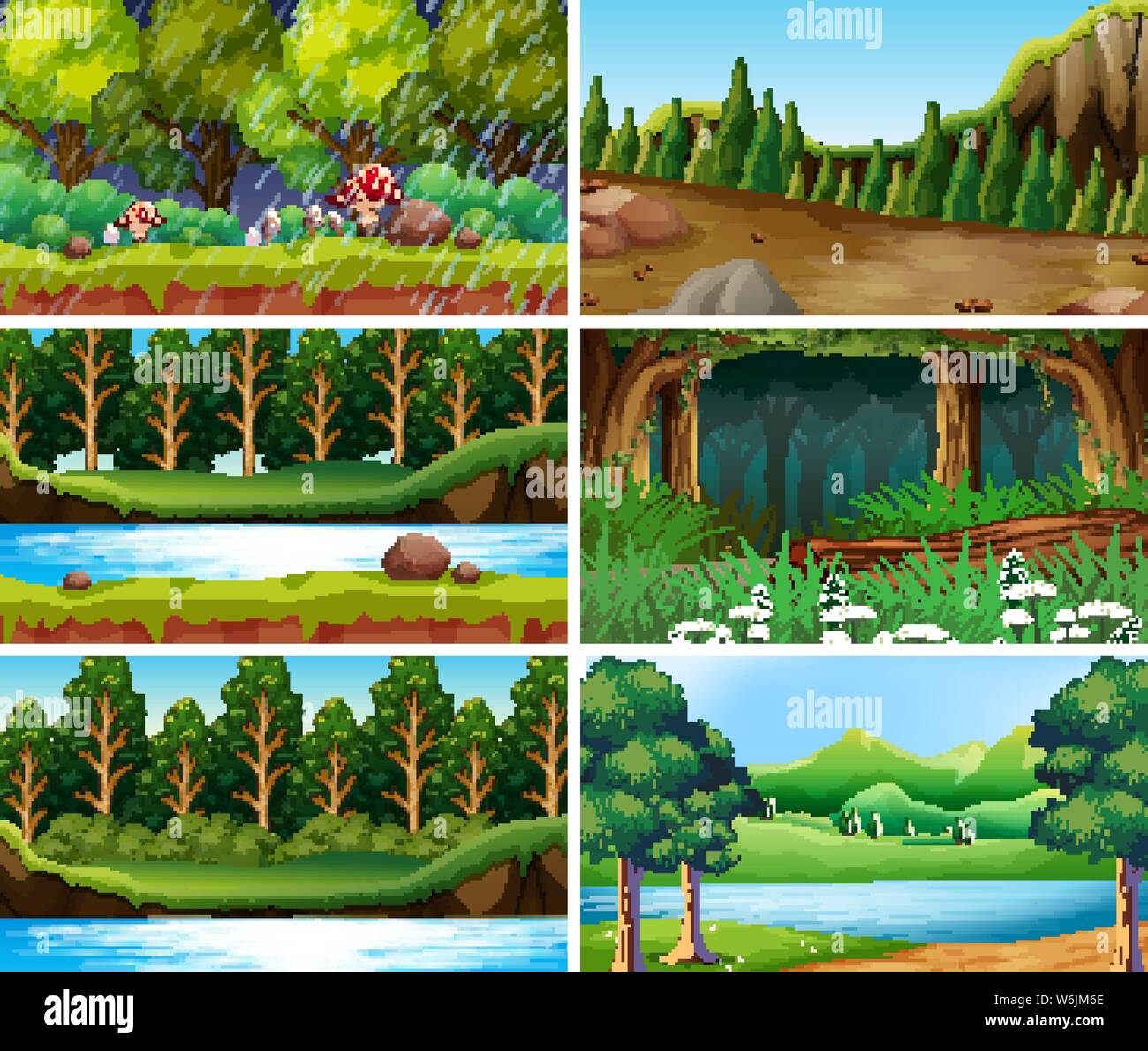 Empty, blank landscape nature scenes illustration Stock Vector Image ...