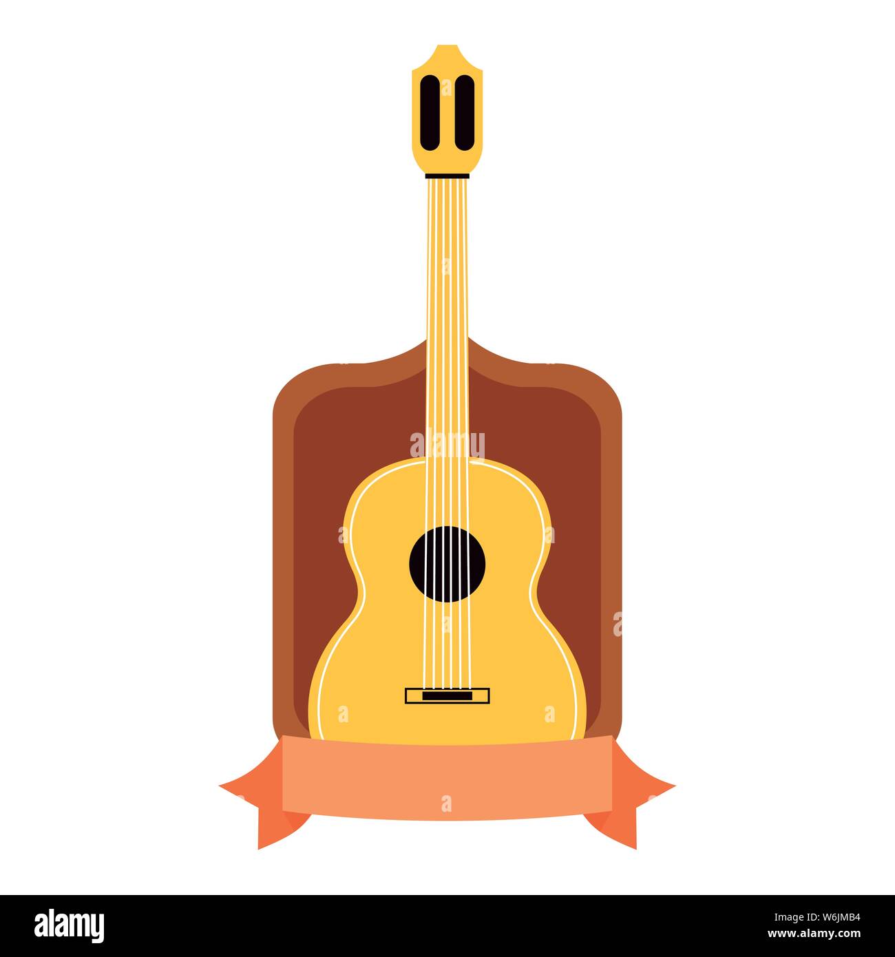 guitar musical badge ribbon vector illustration emblem Stock Vector ...
