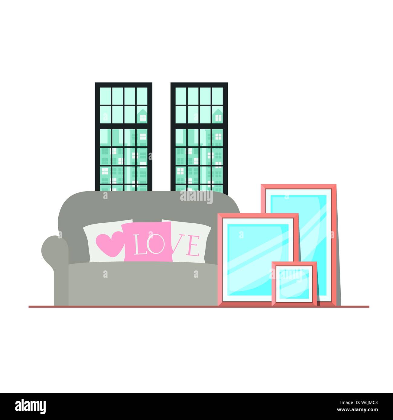 Comfortable home couch design vector illustration Stock Vector Image ...