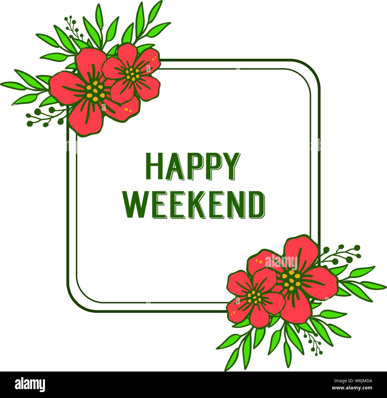 Texture orange flower frame elegant, poster of happy weekend. Vector ...