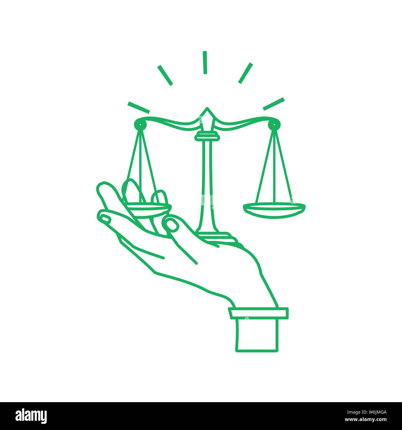hand with justice balance symbol isolated icon vector illustration ...