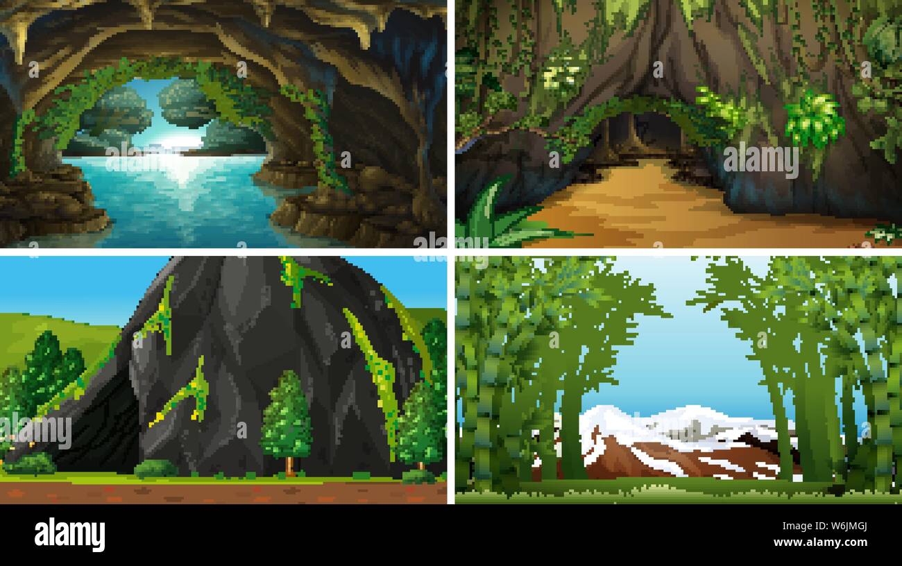 Empty, blank landscape nature scenes illustration Stock Vector Image ...