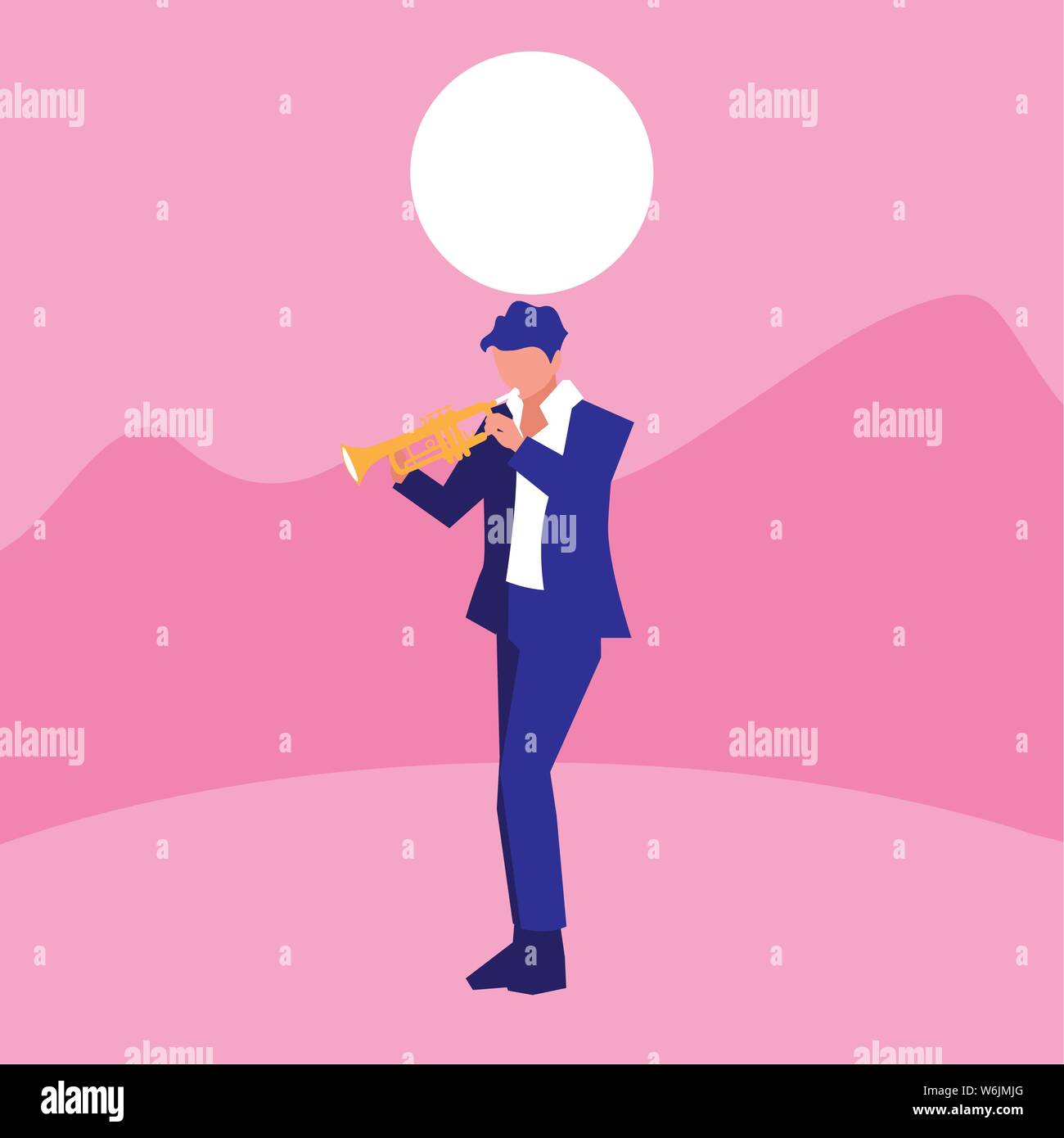musician man trumpet playing instrument design vector illustration ...
