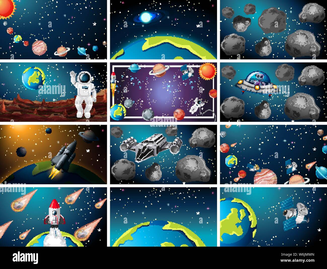 Huge space set scene illustration Stock Vector Image & Art - Alamy
