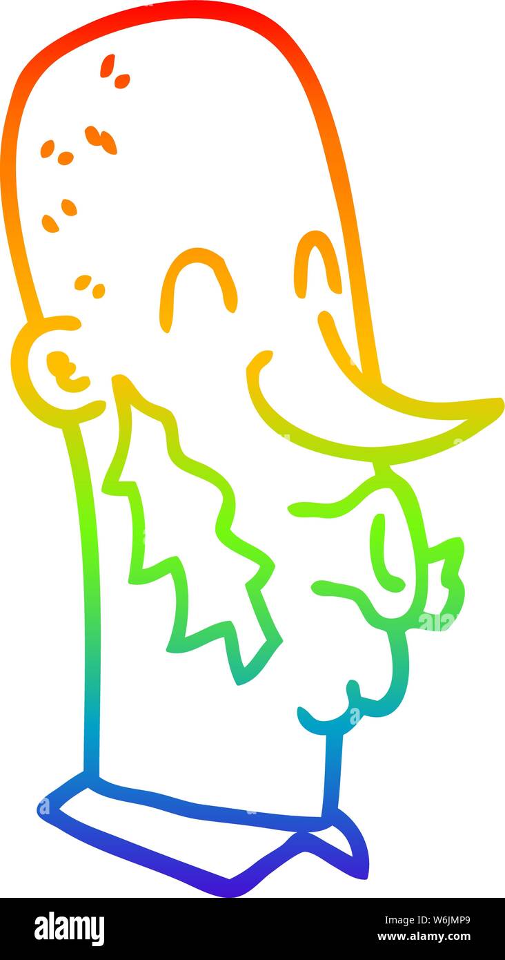 rainbow gradient line drawing of a cartoon man with side burns Stock ...