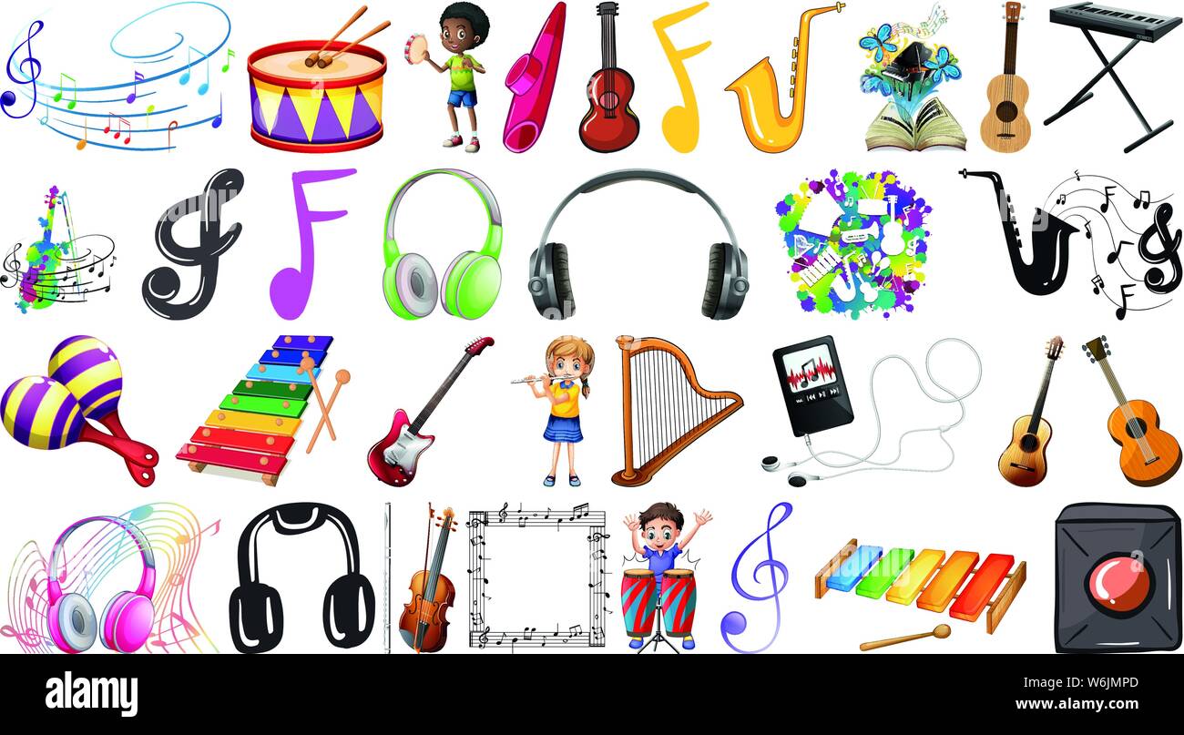 Set of musical objects illustration Stock Vector Image & Art - Alamy