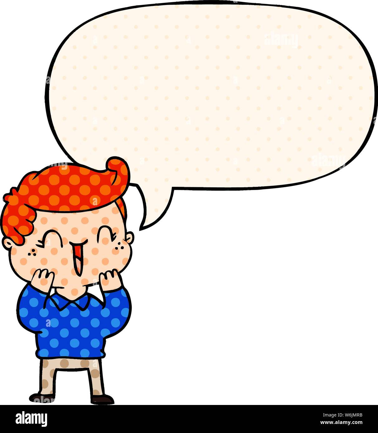 cartoon laughing boy with speech bubble in comic book style Stock ...