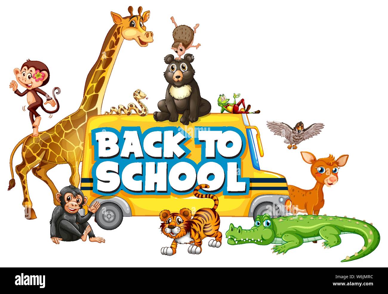 Back to school template with animals illustration Stock Vector Image ...