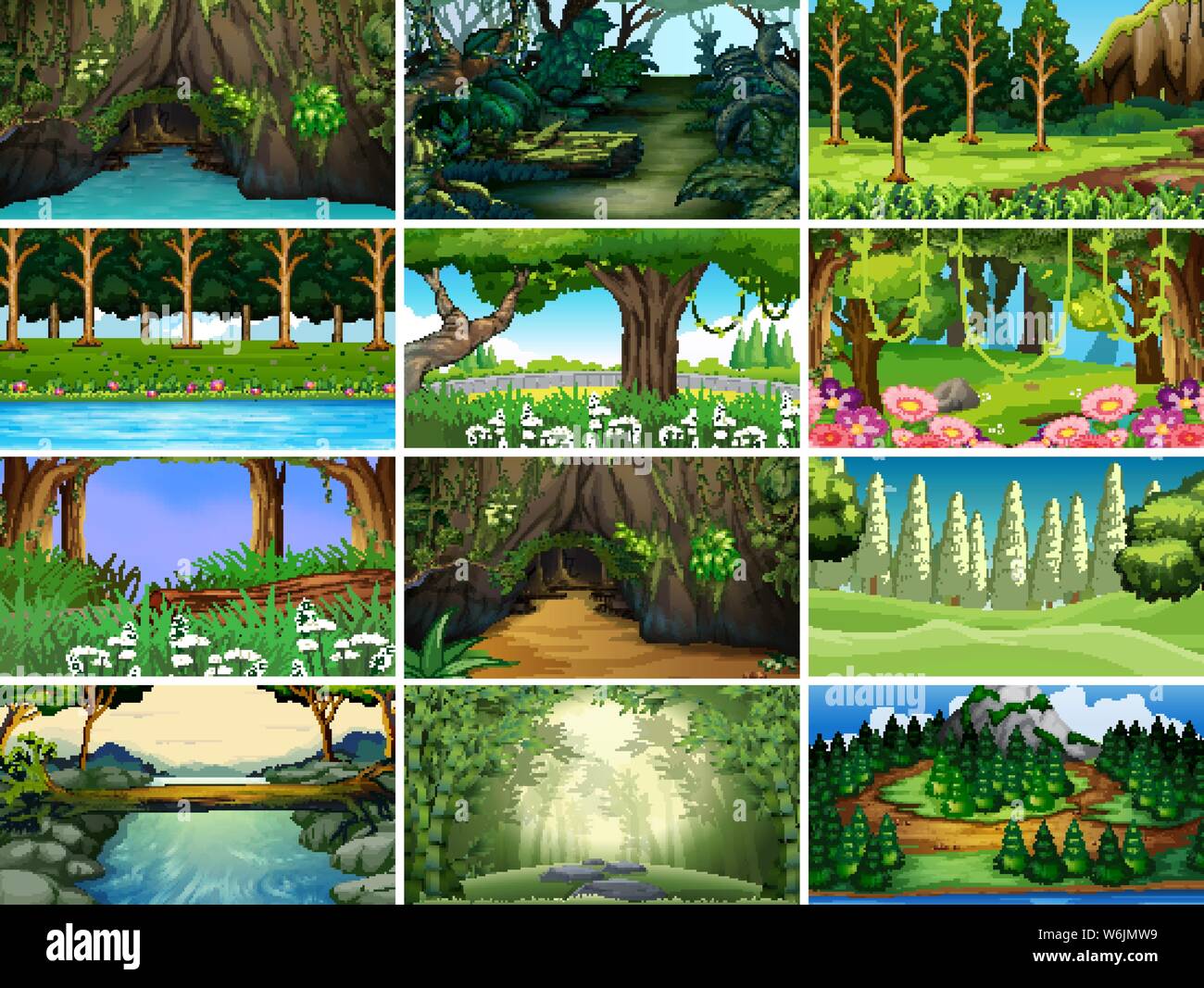 Empty, blank landscape nature scenes illustration Stock Vector Image ...