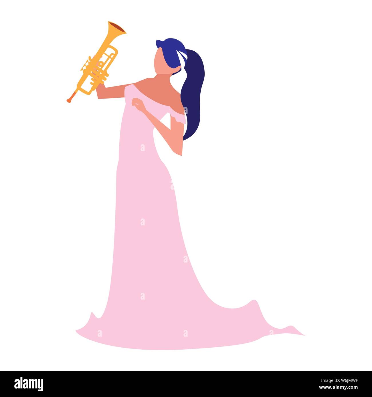musician woman trumpet playing music design vector illustration Stock ...