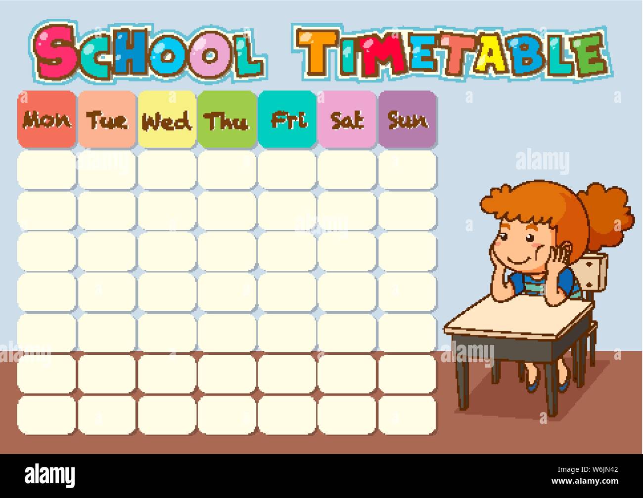 School time table with student illustration Stock Vector Image & Art ...