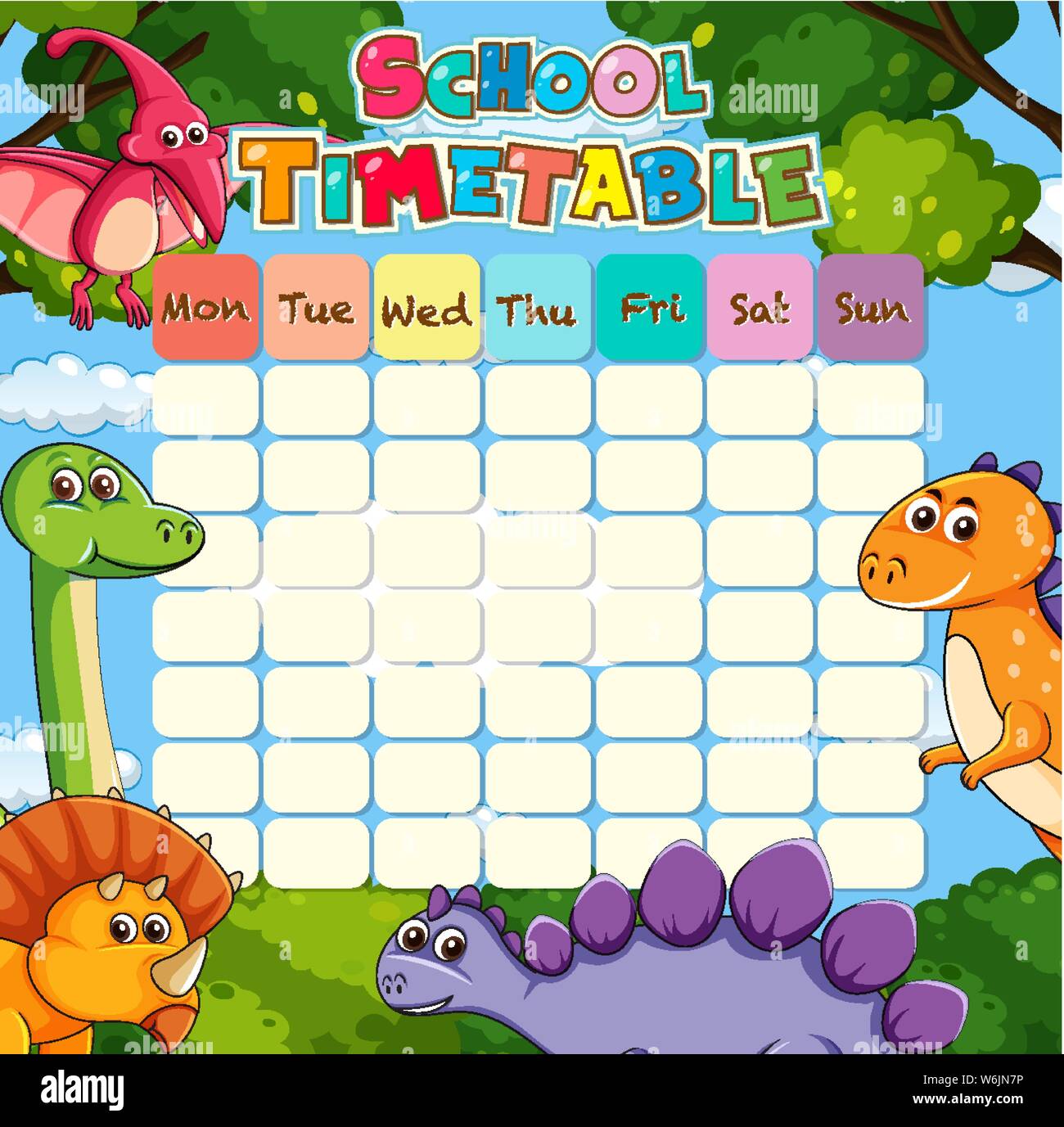 a school timetable template with cartoons Stock Vector Image & Art - Alamy
