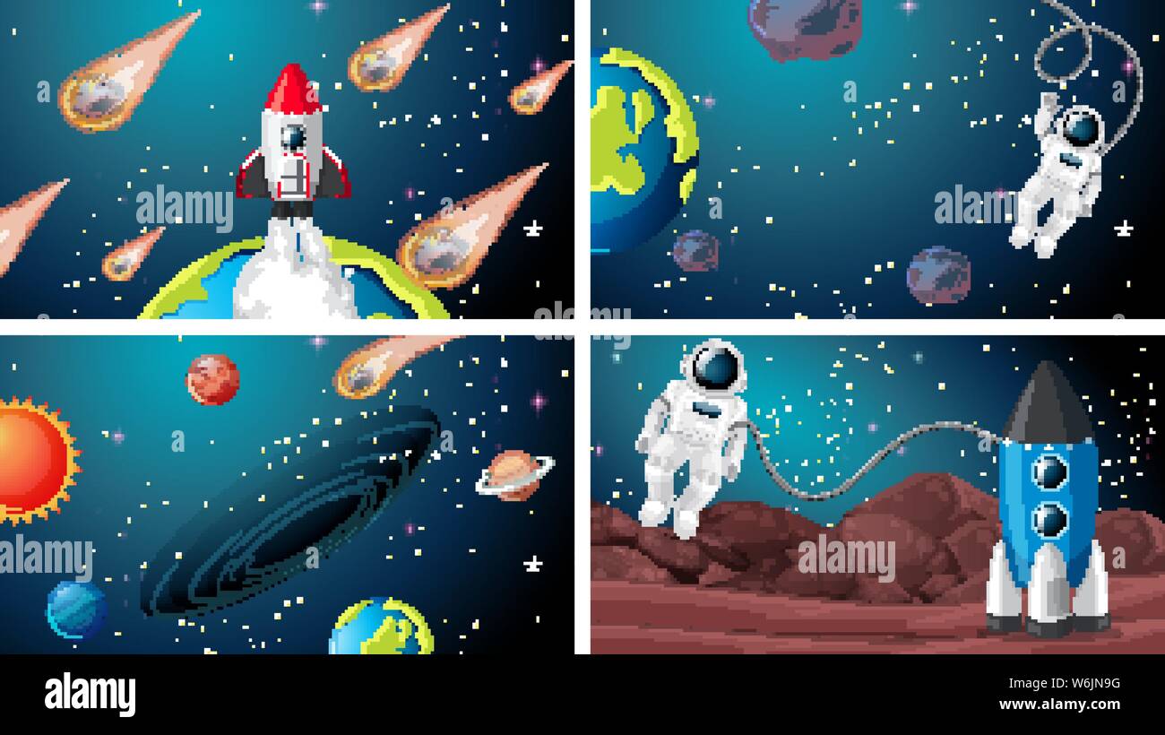 Set of different space scene illustration Stock Vector Image & Art - Alamy