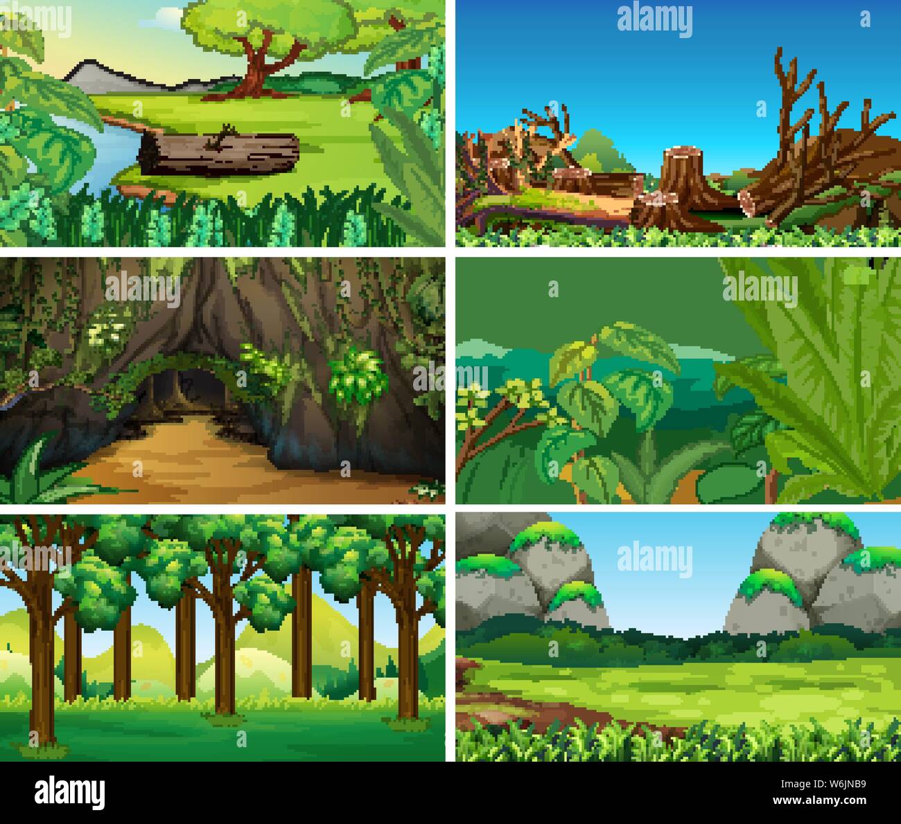 Empty, blank landscape nature scenes illustration Stock Vector Image ...