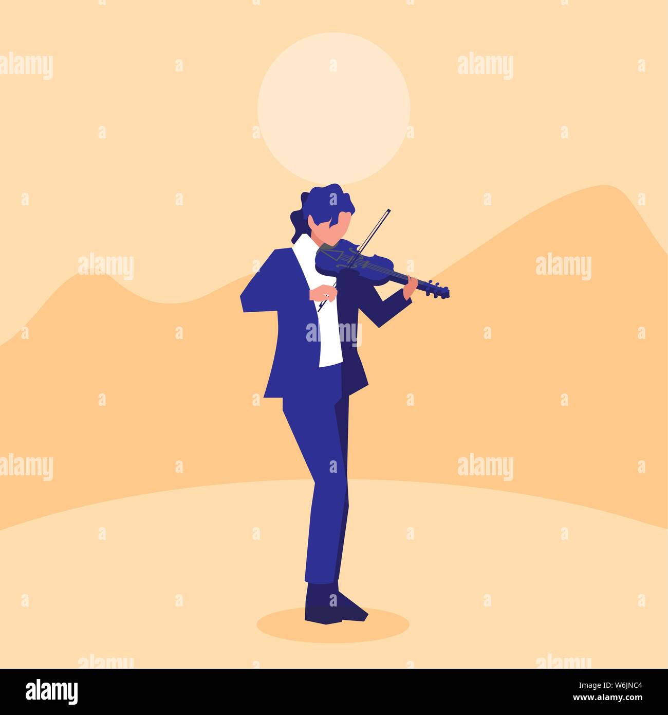 musician man violin playing music vector illustration Stock Vector ...