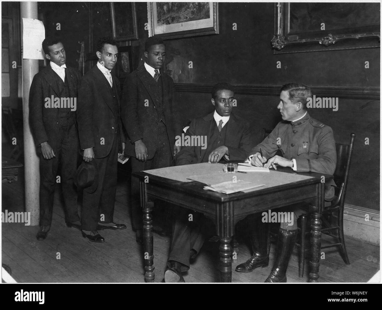 Negroes enroll for officer's training camp. Photograph shows Negroes ...