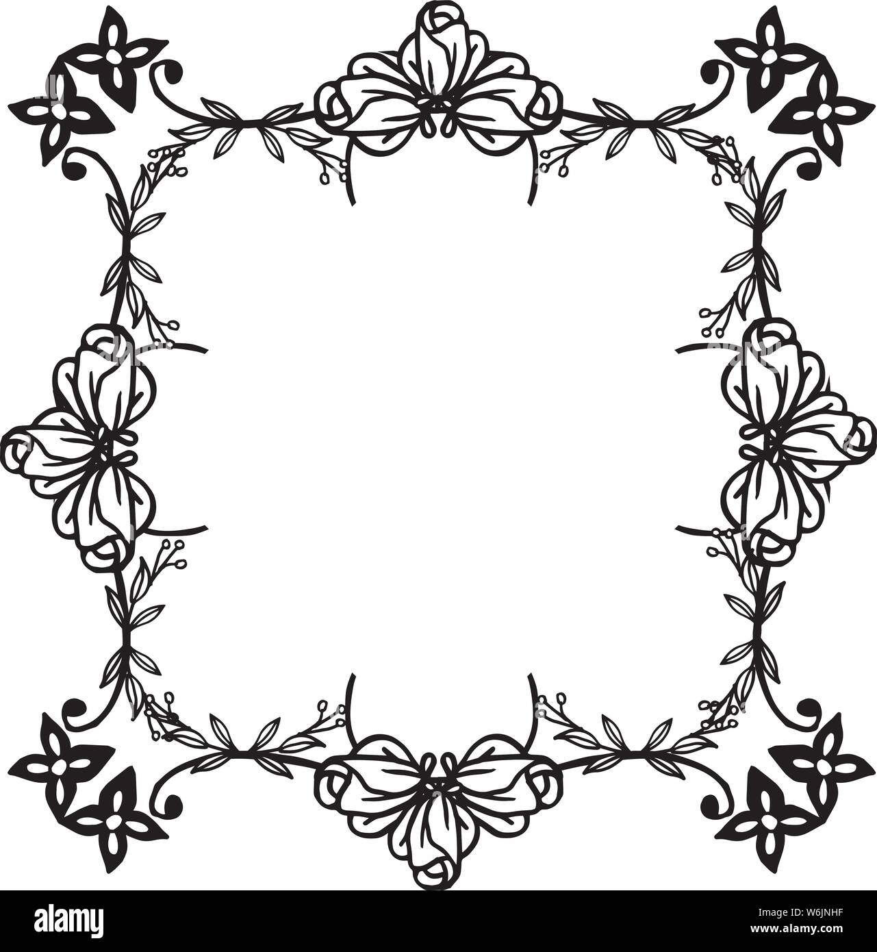Decor element for flower frame, abstract border, with poster or banner ...