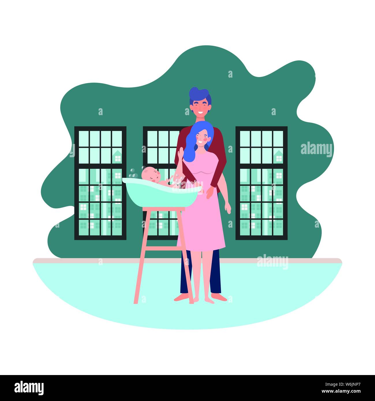 Isolated mother and father with baby design Stock Vector Image & Art ...