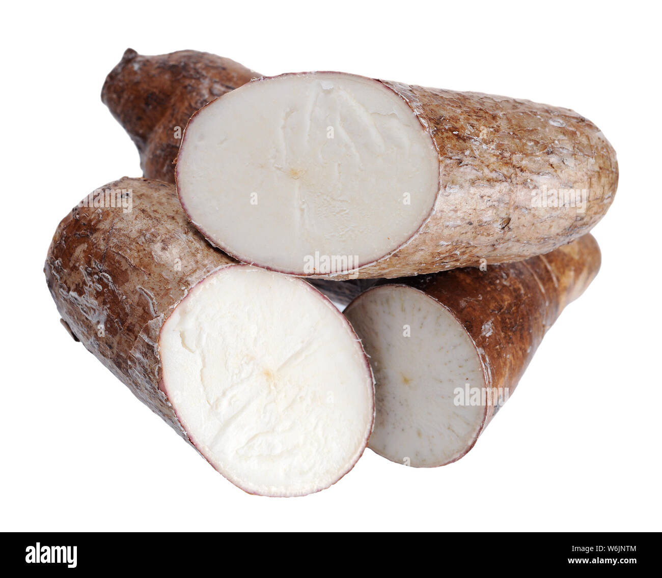 chopped and whole cassava isolated on white background Stock Photo - Alamy