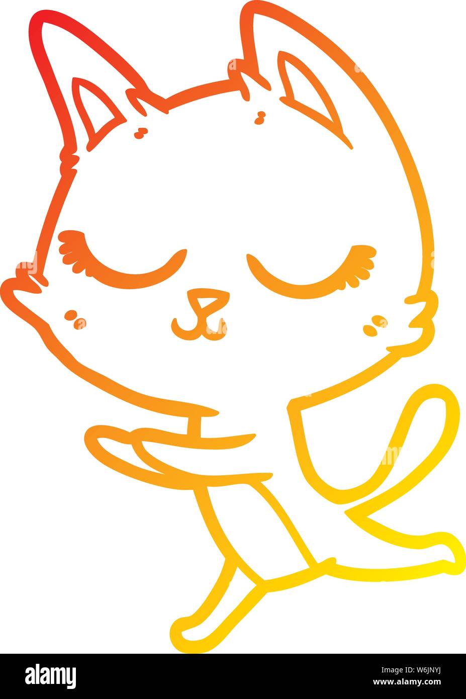warm gradient line drawing of a calm cartoon cat Stock Vector Image ...