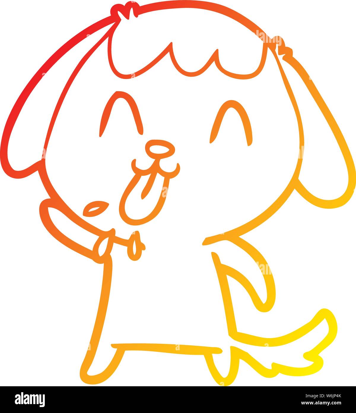 warm gradient line drawing of a cute cartoon dog Stock Vector Image ...