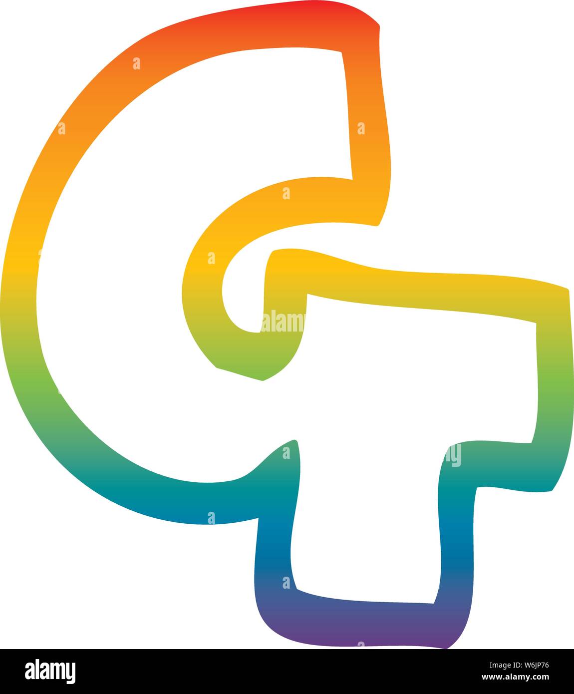 rainbow gradient line drawing of a cartoon letter g Stock Vector Image ...