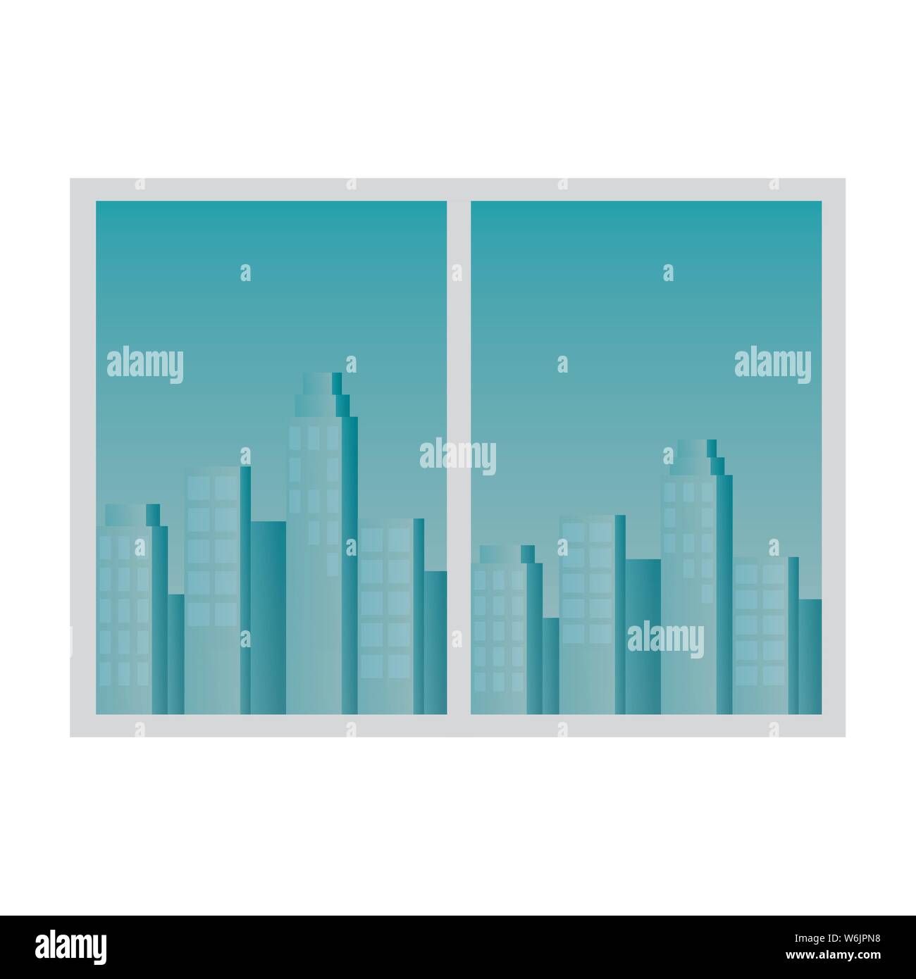 window with cityscape view scene Stock Vector Image & Art - Alamy