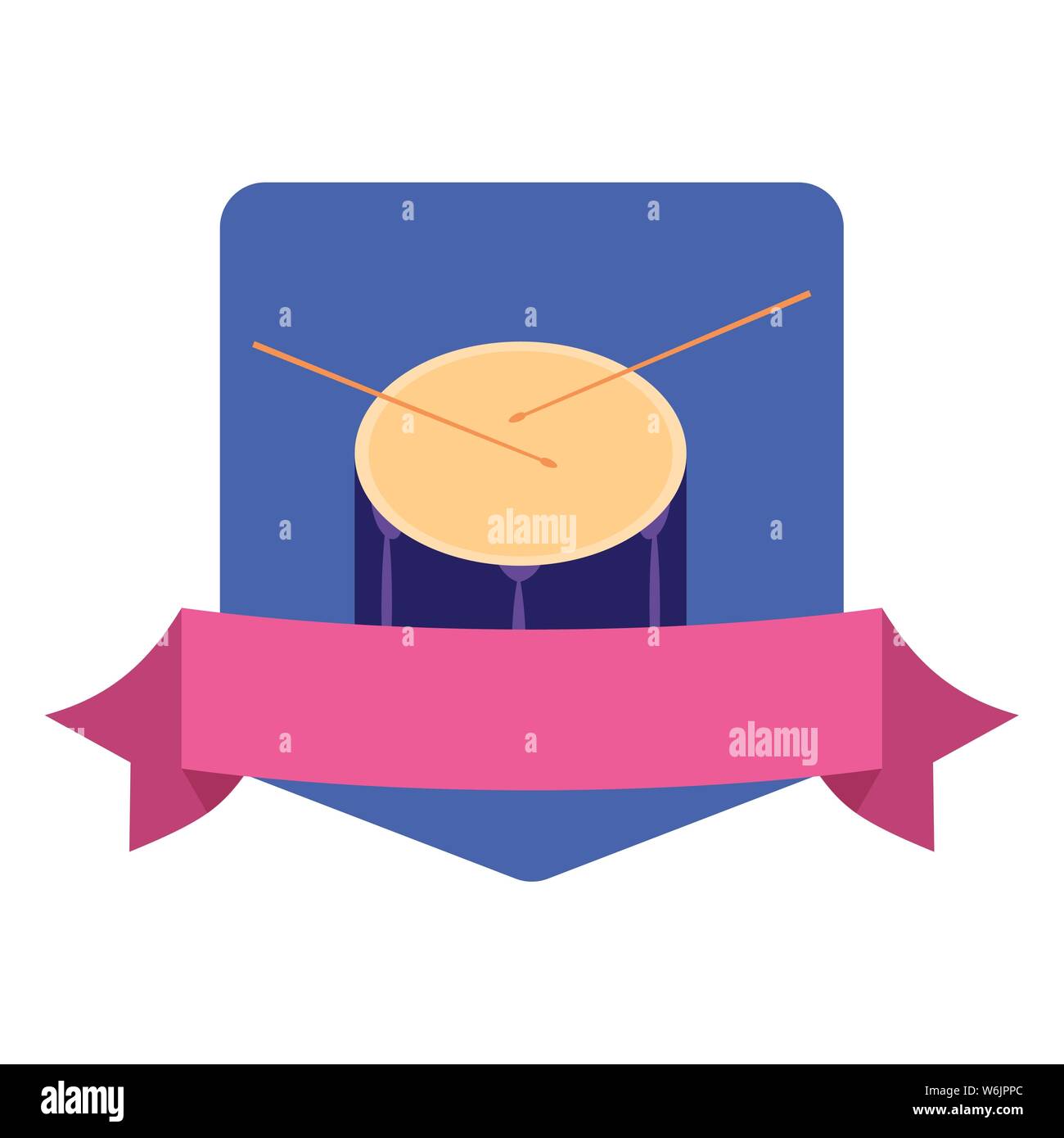drum and sticsk musical badge ribbon vector illustration emblem Stock ...
