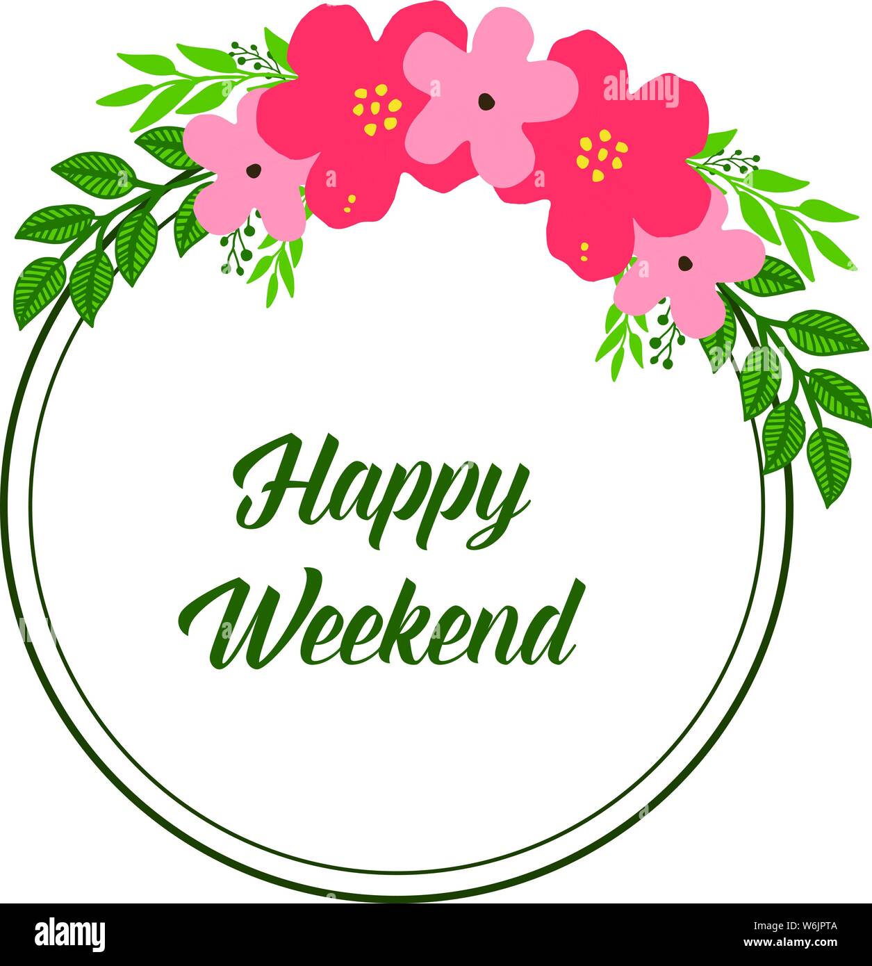 Place for your text, happy weekend, with pattern art of leaf floral ...