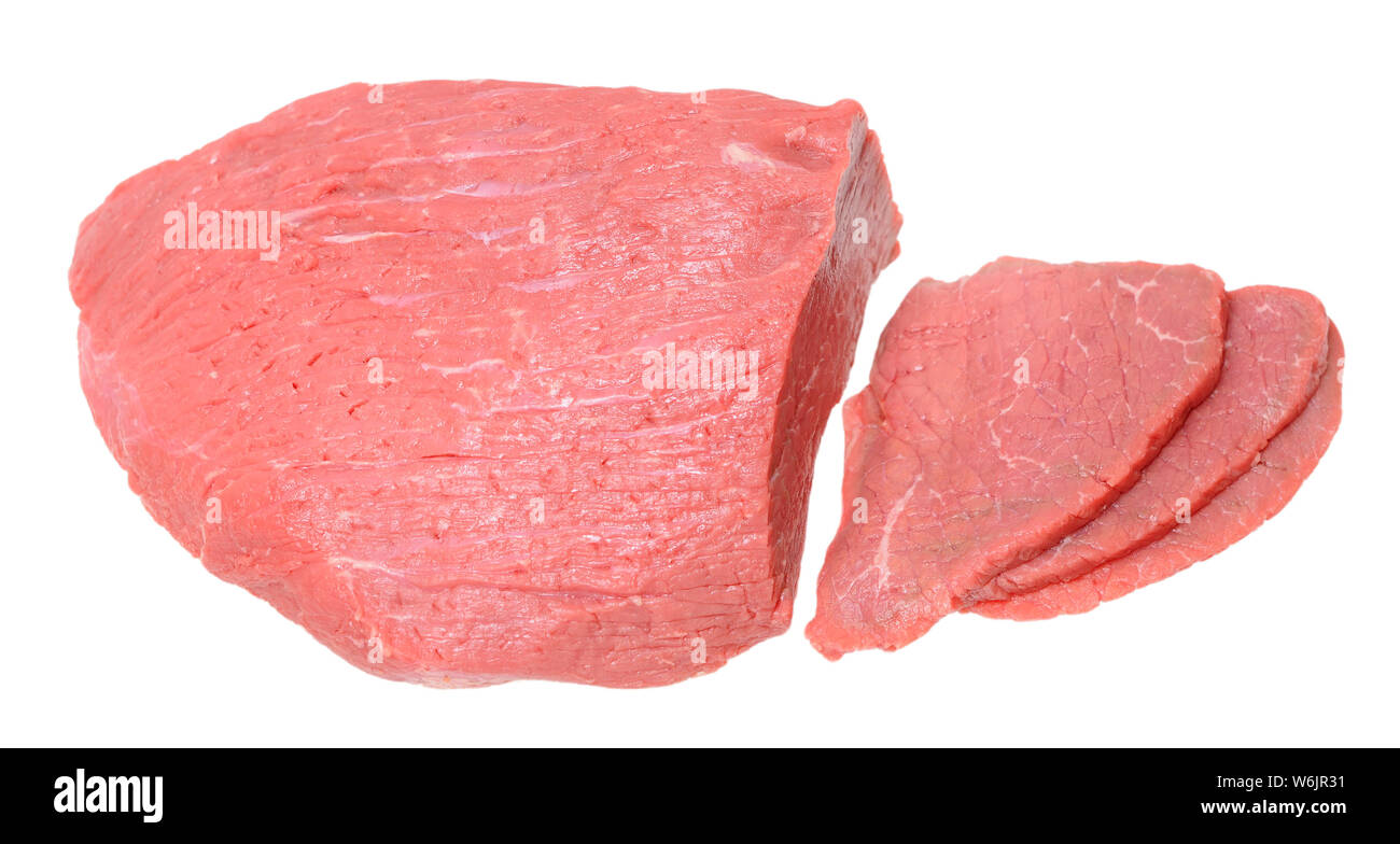 round beef eye meat isolated on white background Stock Photo - Alamy