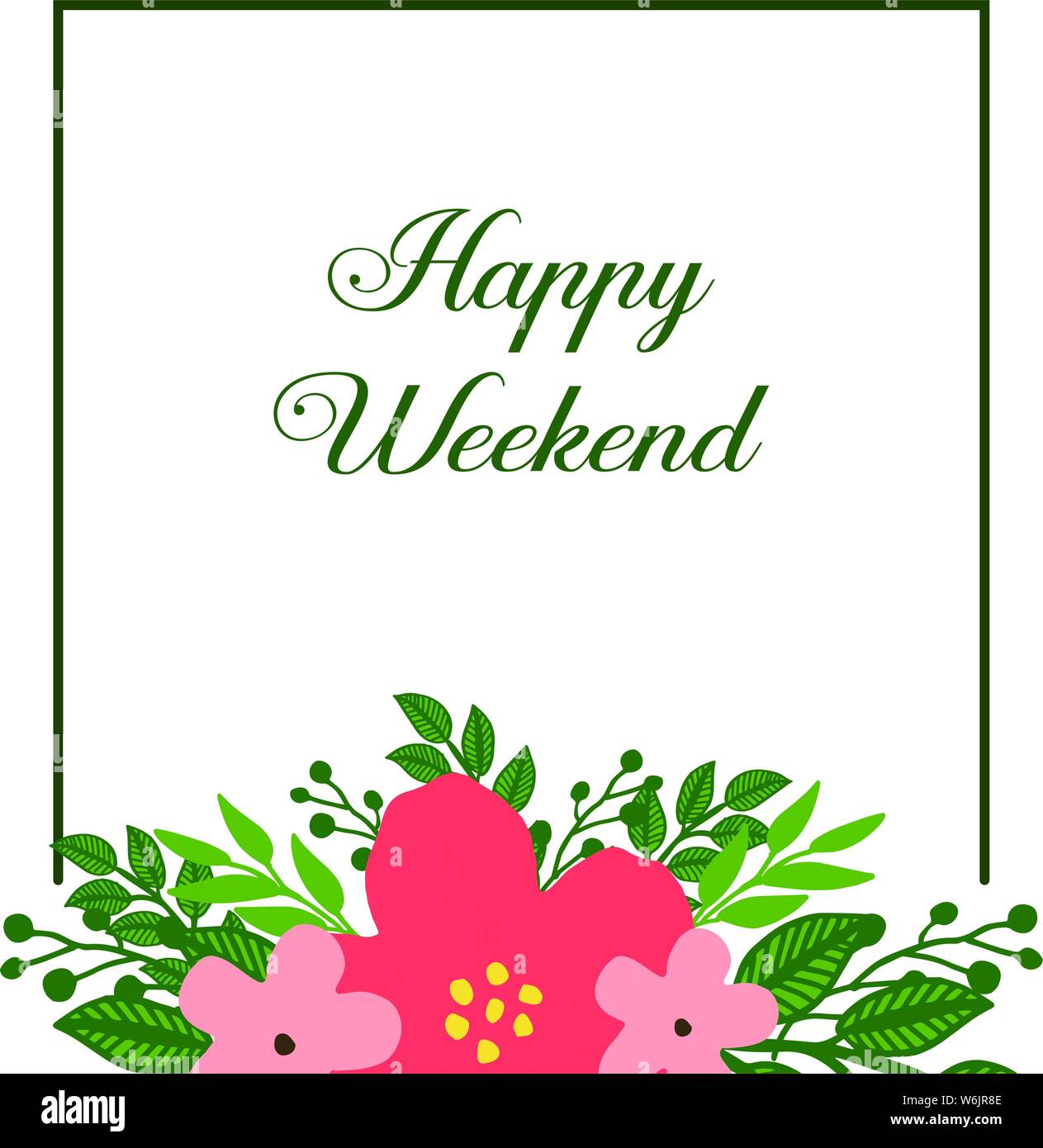 Style abstract leaf wreath frame, for ornate card happy weekend. Vector ...