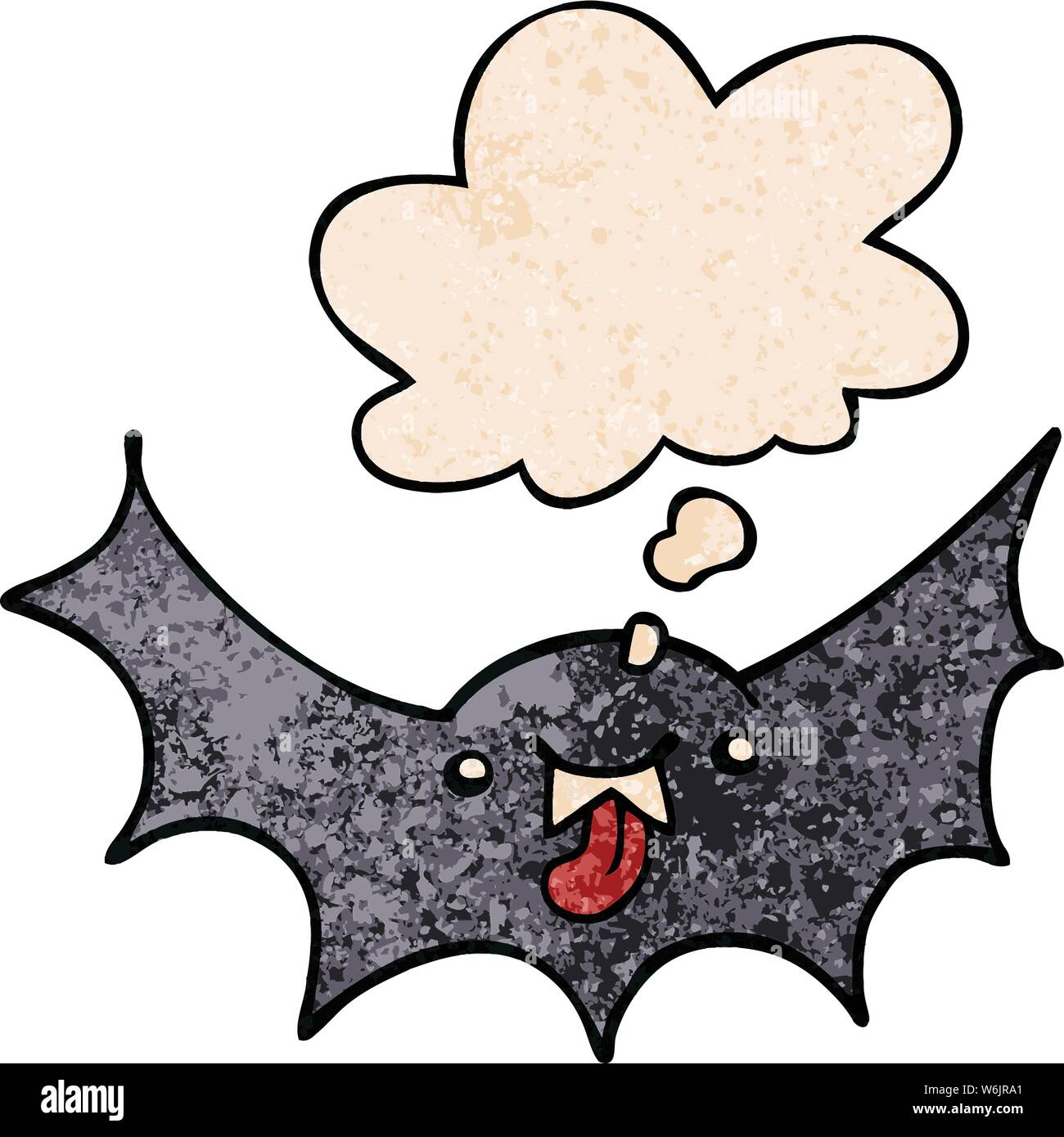 cartoon vampire bat with thought bubble in grunge texture style Stock ...