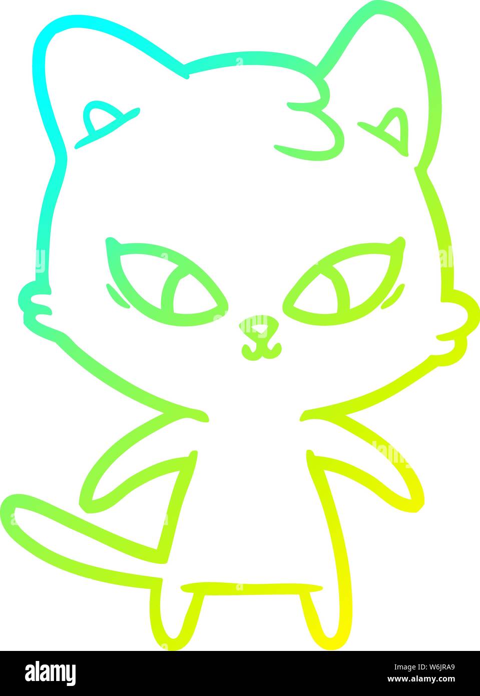 cold gradient line drawing of a cute cartoon cat Stock Vector Image ...